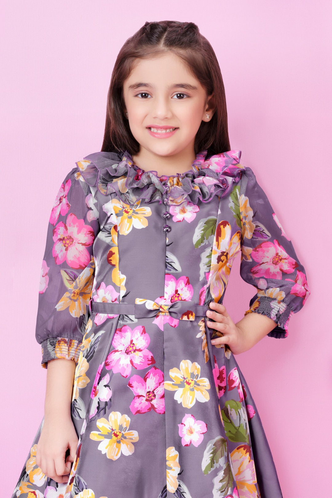 Light Purple Floral Print Short Casual Frock For Girls – Seasons Chennai