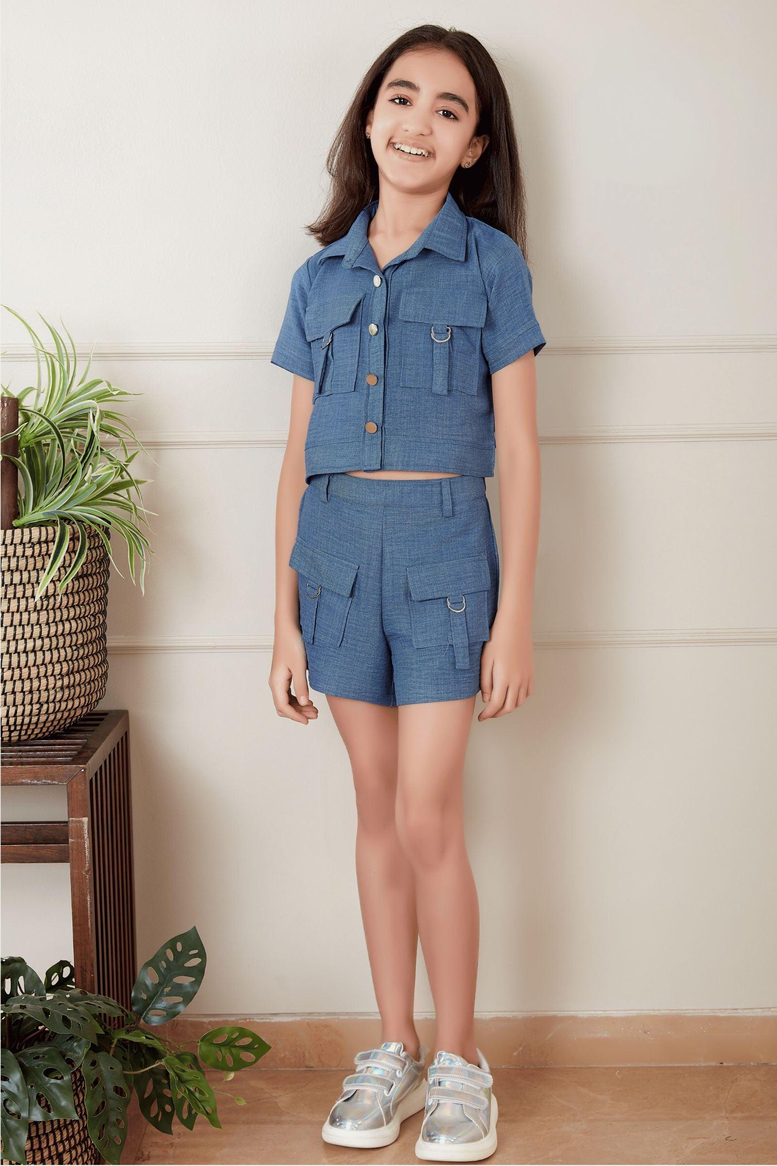 Blue Top and Shorts For Girls – Seasons Chennai