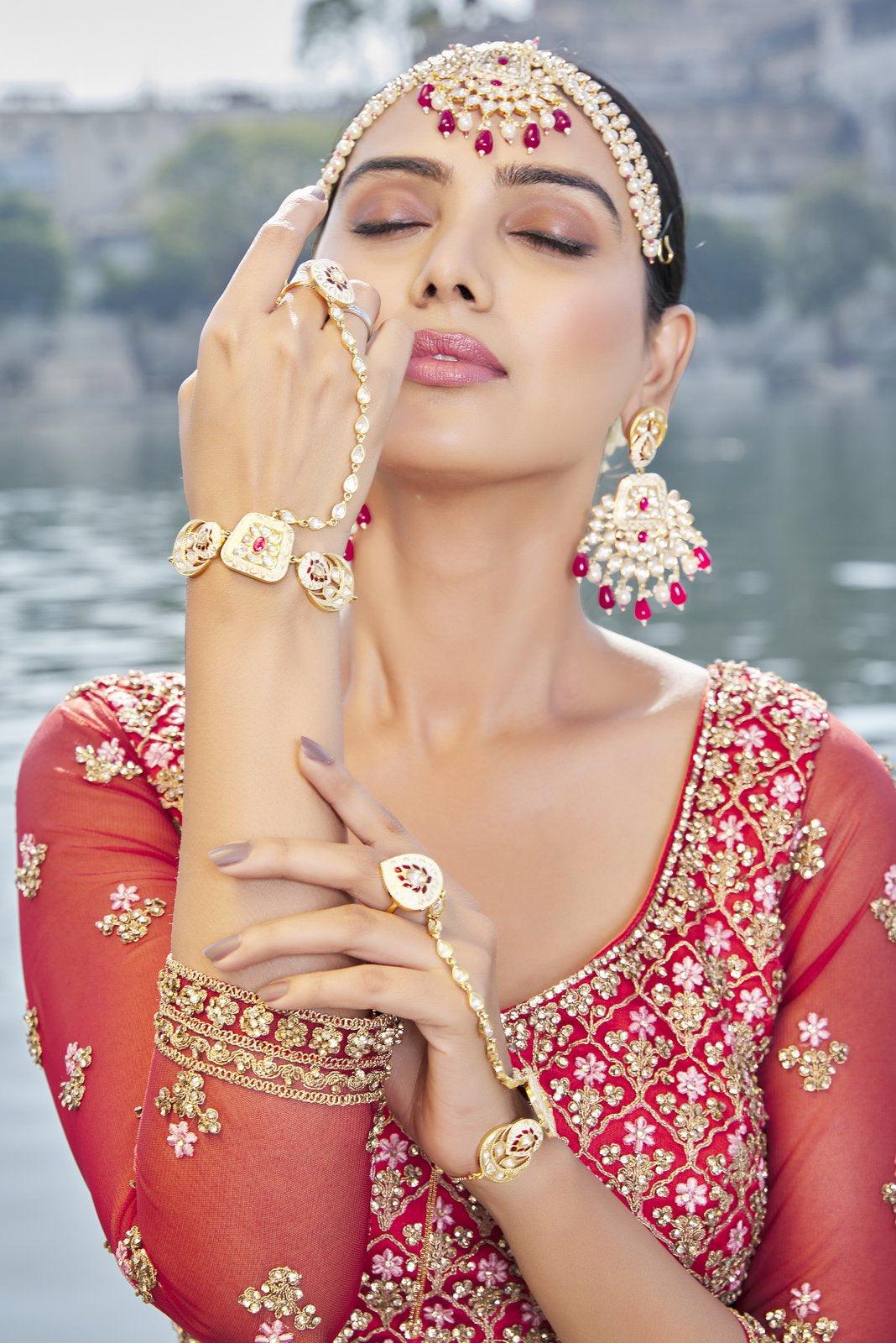 Orange Zari, Sequins, Thread and Stone work Crop Top Designer Bridal L ...